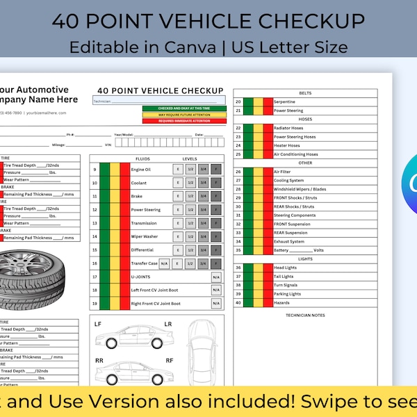 Vehicle Inspection Checklist - Etsy UK