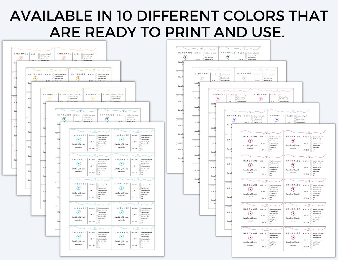 Printable Care Tag Care Labels Handmade for You Washing - Etsy