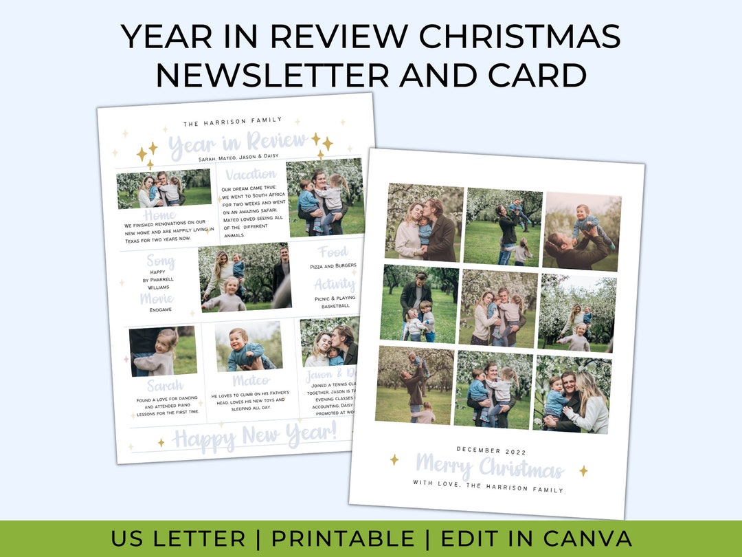 Christmas Newsletter, 2023 Year in Review Template, Year End Review ...