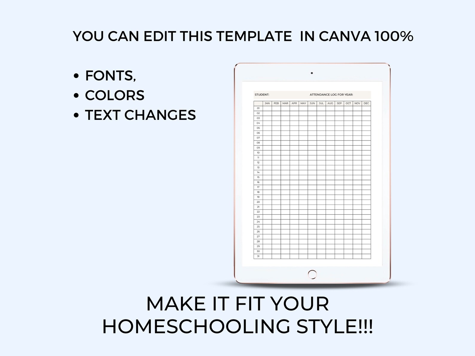 Printable Student Attendance Tracker, Attendance Log, Attendance Sheet ...