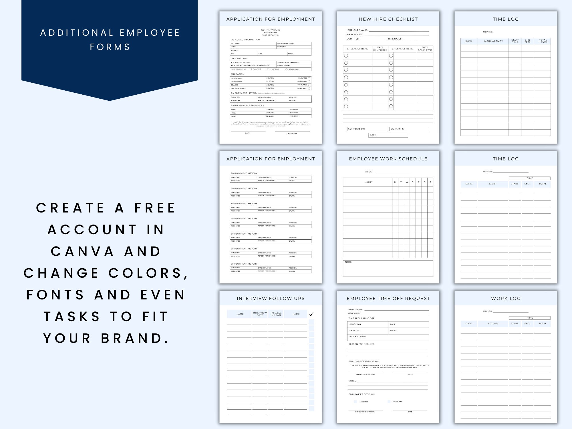 Employee Forms, Small Business Employee Packet, Employment Application ...
