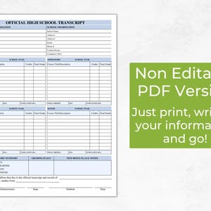 High School Transcript Template, Editable Official Homeschool Transcript, Transcript for College ...