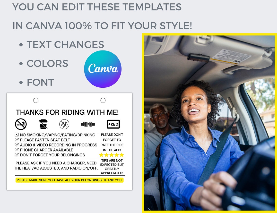 Printable Rideshare Sign, Rideshare Editable Template, Uber Sign, Lyft ...