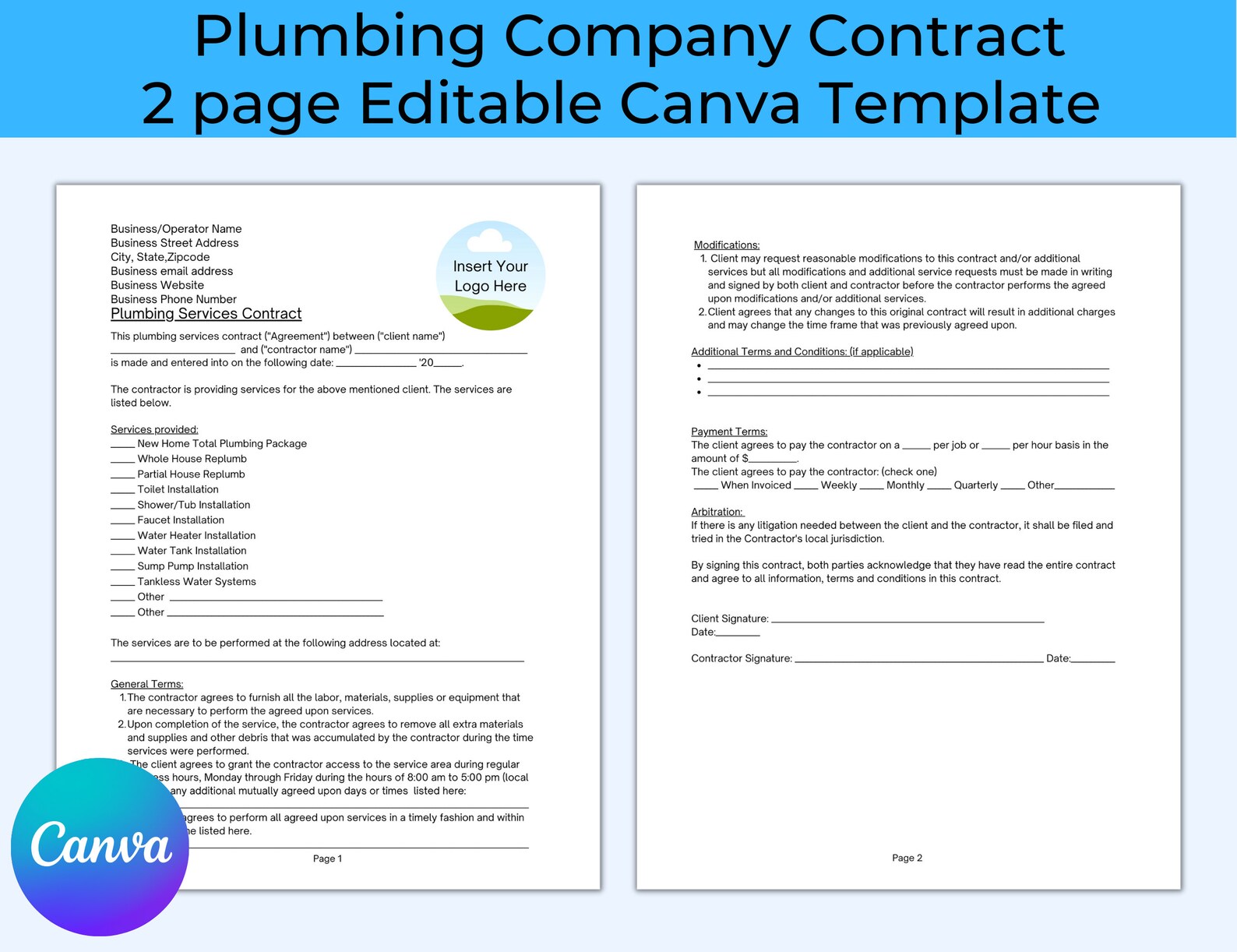 Plumbing Contract, Plumbing Company, Plumber Contract, New Home ...