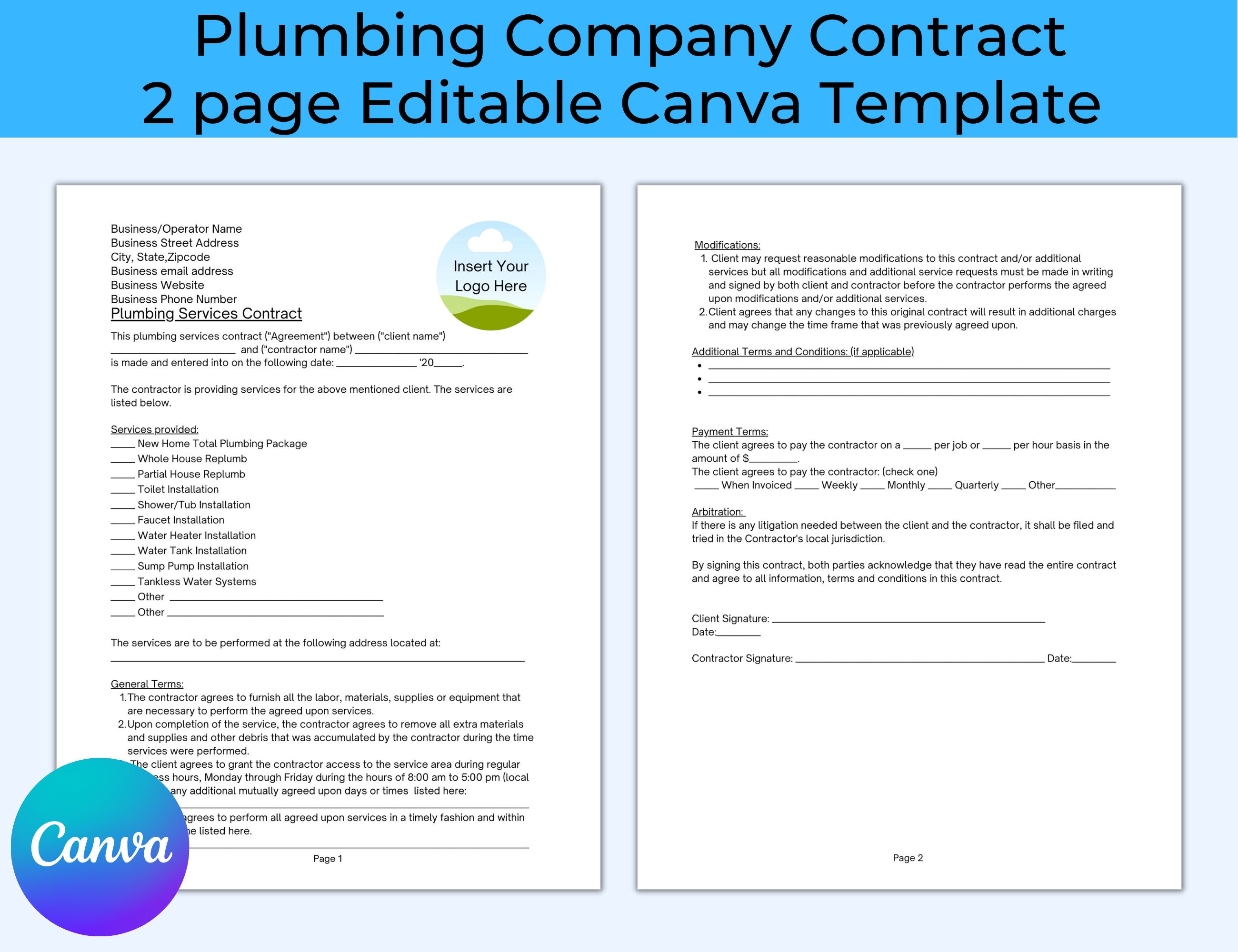Plumbing Contract, Plumbing Company, Plumber Contract, New Home ...