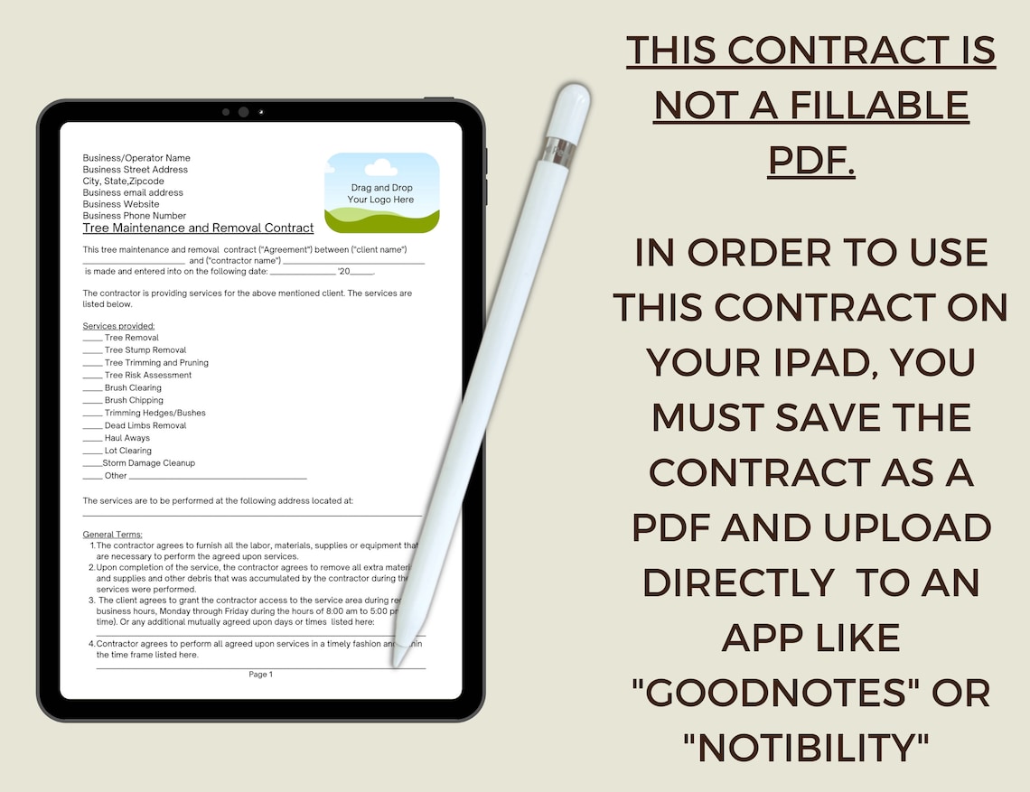 Tree Trimming Contract Template, Tree Removal Service Agreement, Canva ...