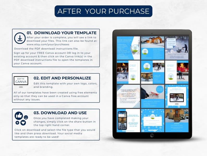 Snow Plowing Instagram Post, Snow Removal Facebook Post, Canva Editable ...
