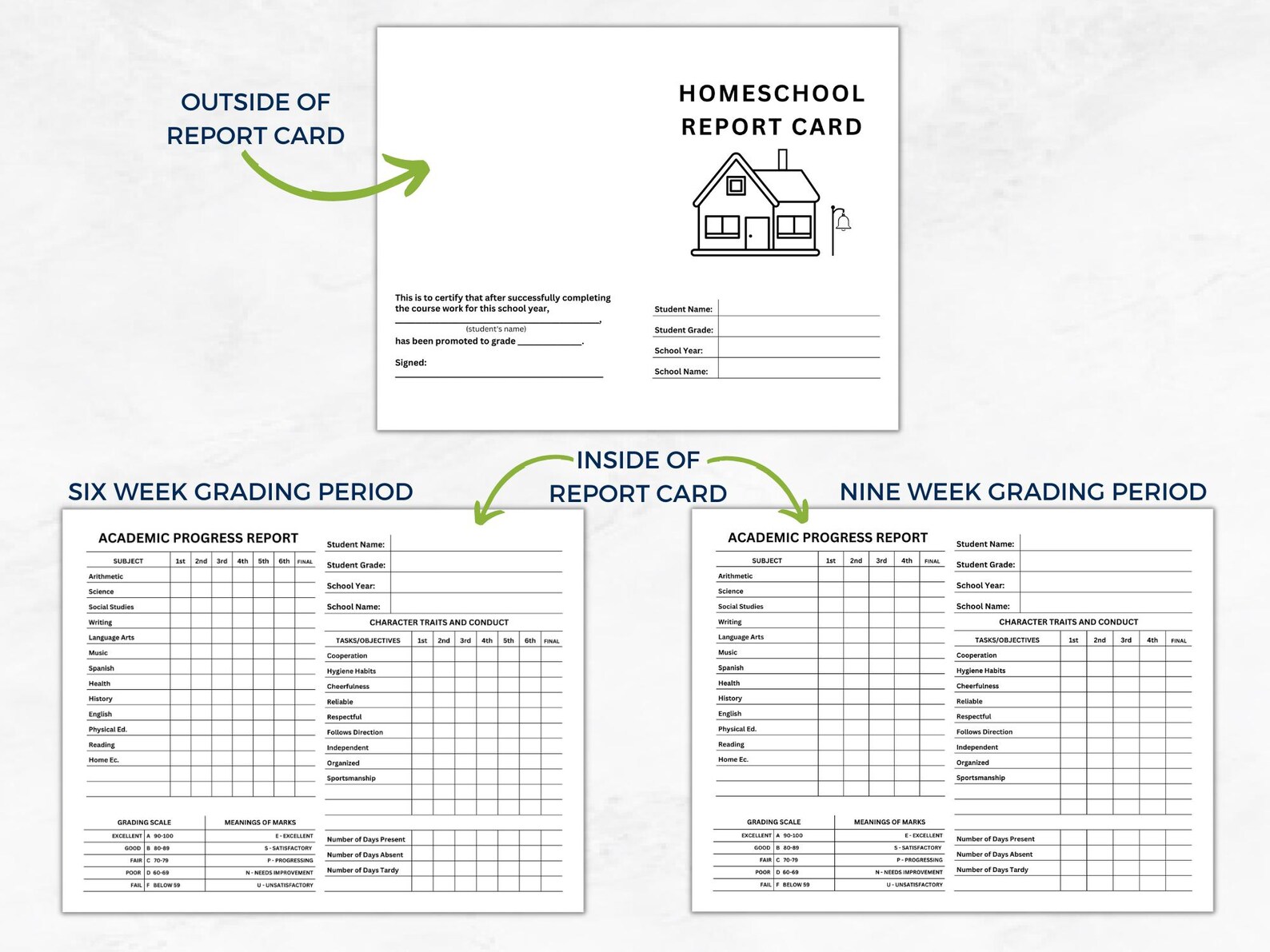Homeschool Report Card, Printable Report Card, Editable Report Card ...