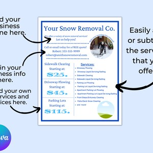 Editable Snow Plowing Flyers, Snow Blowing Flyer, Snow Removal Flyer ...