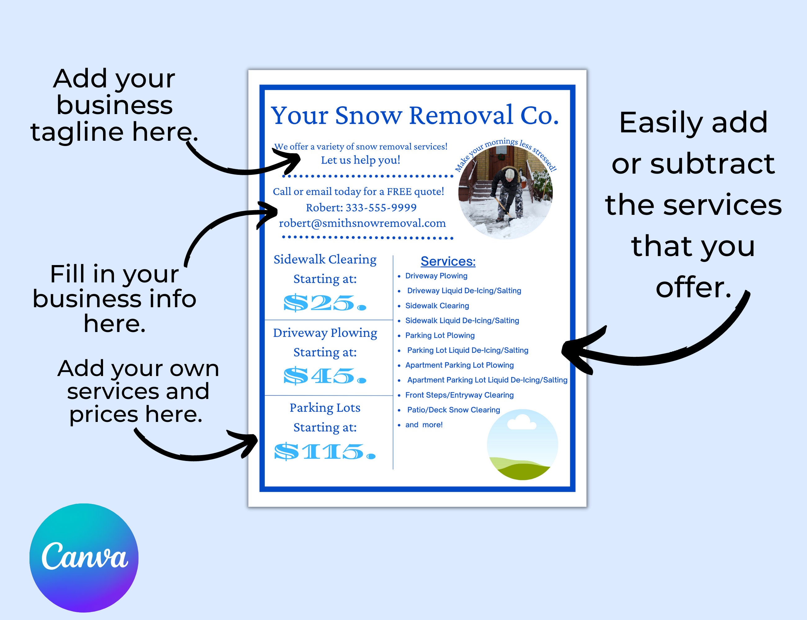 Editable Snow Plowing Flyers, Snow Blowing Flyer, Snow Removal Flyer ...