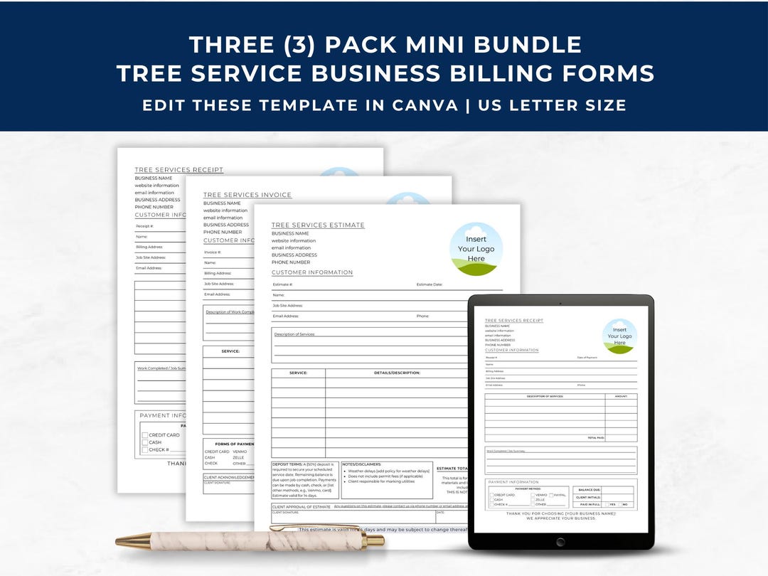 Tree Service Estimate, Invoice Template Tree Removal, Tree Care Receipt ...