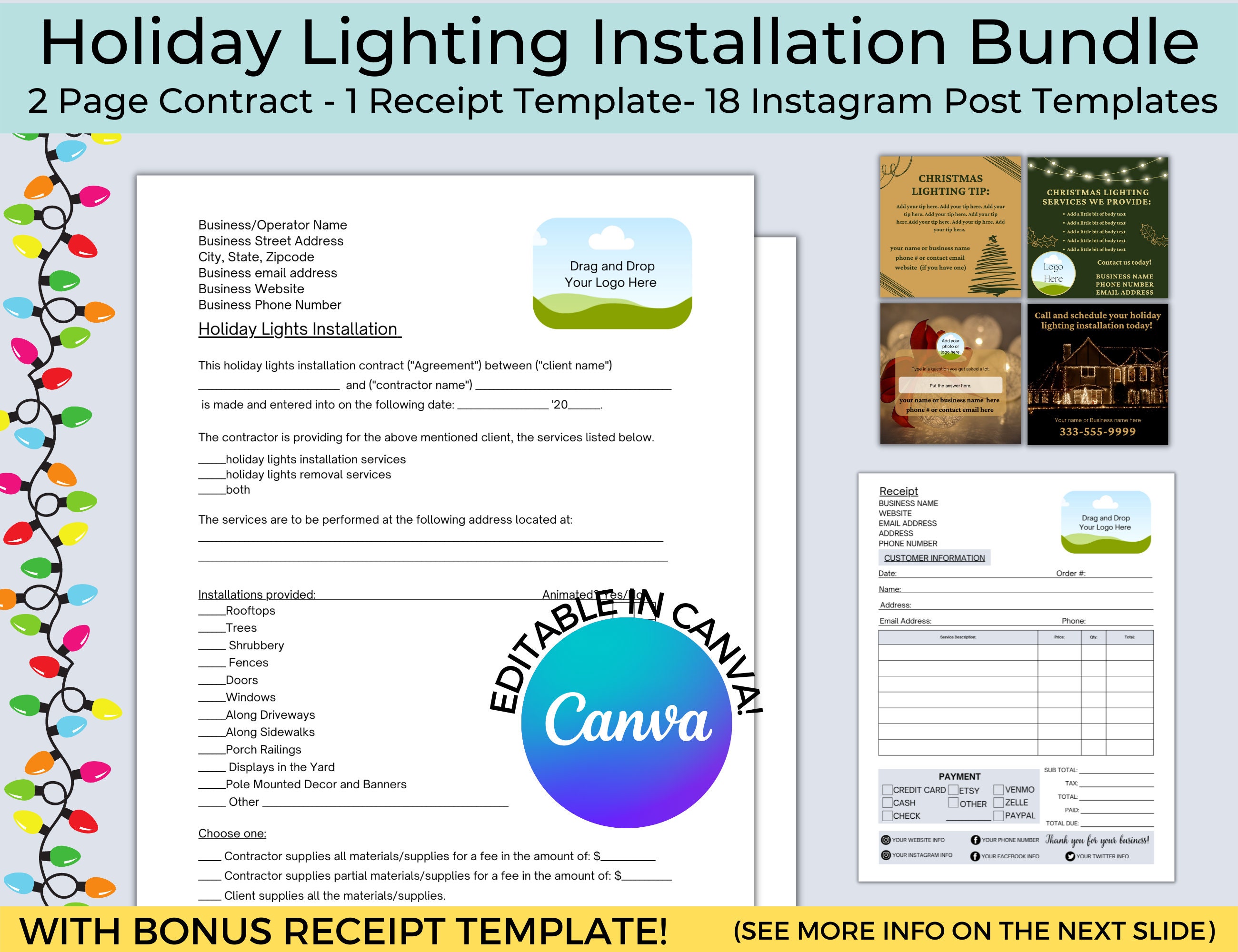 Christmas Light Contract, Hanging Christmas Lights Contract, Holiday ...