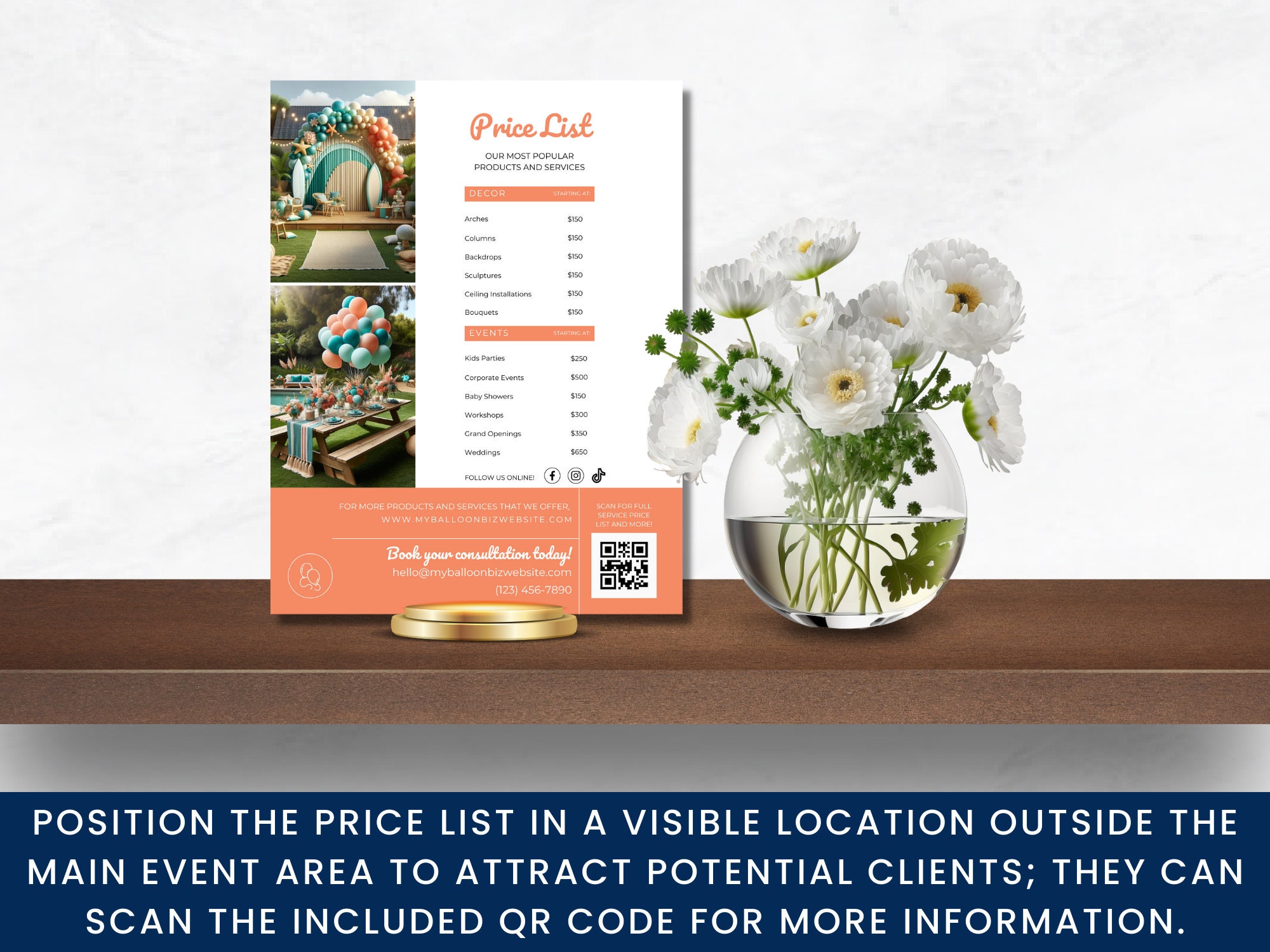 Balloon Decor Price List With QR Code, Balloon Business Price List ...