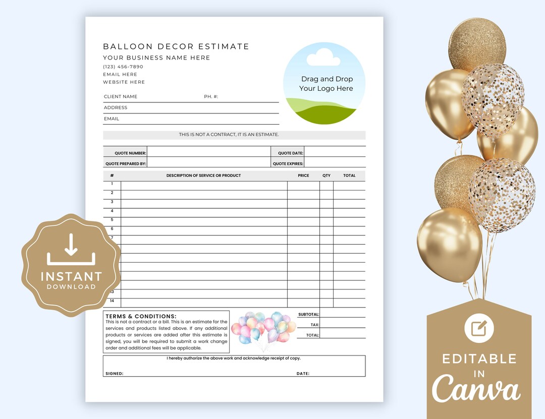 Balloon Decor Estimate, Balloon Decorations, Event Planning Estimate ...