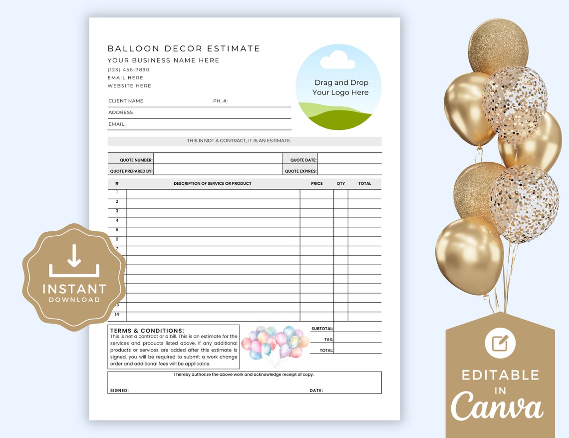 Balloon Decor Estimate, Balloon Decorations, Event Planning Estimate ...