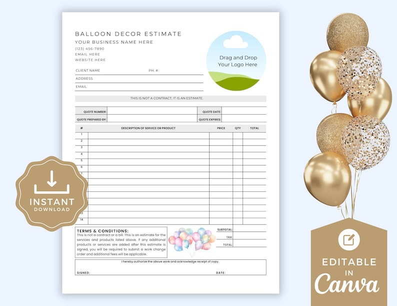 Balloon Decor Estimate, Balloon Decorations, Event Planning Estimate ...