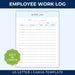 Employee Work Log, Editable Hr Template, Work Log Form, Time Tracking ...