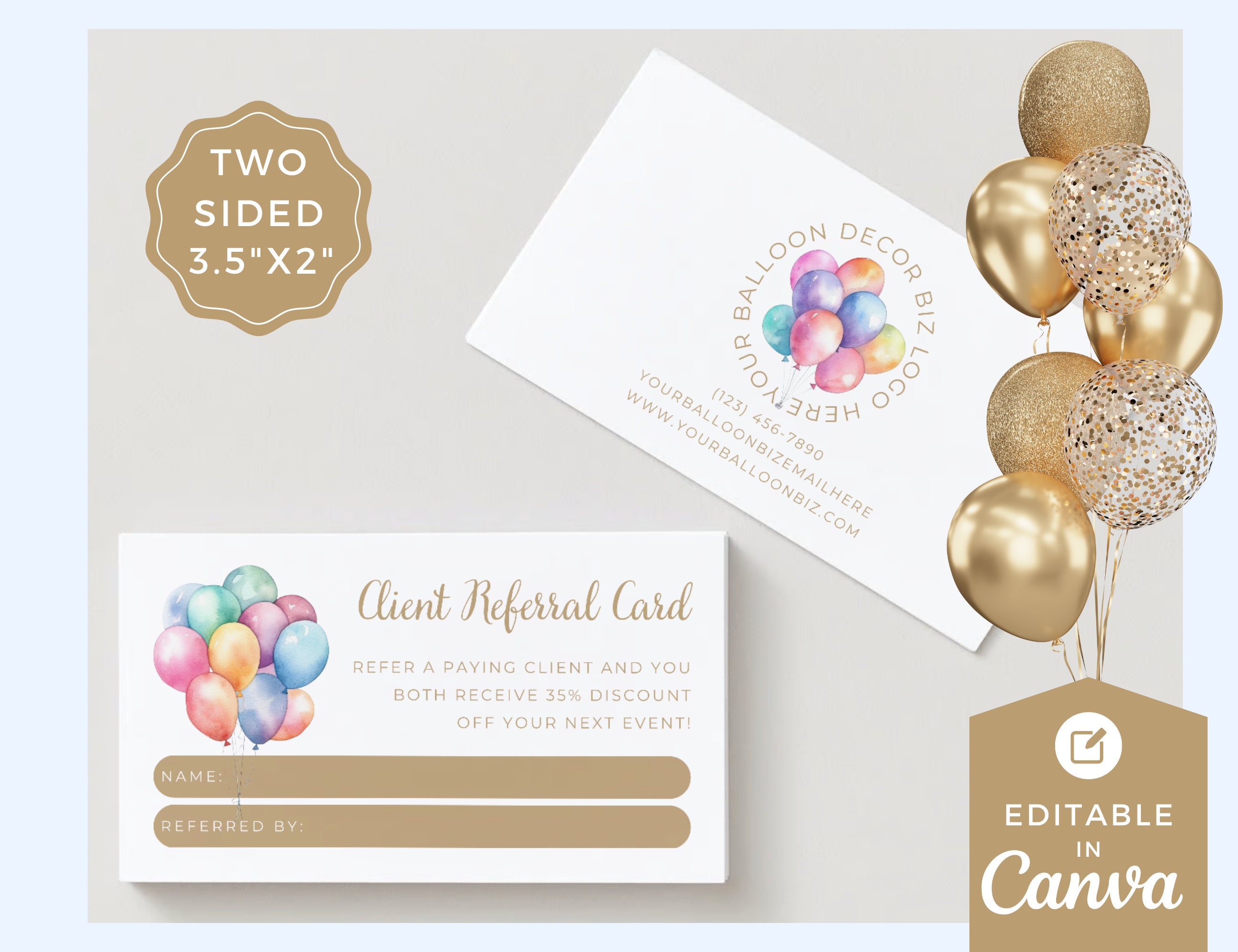 Balloon Decor Client Referral Card, Loyalty Card, Business Card ...
