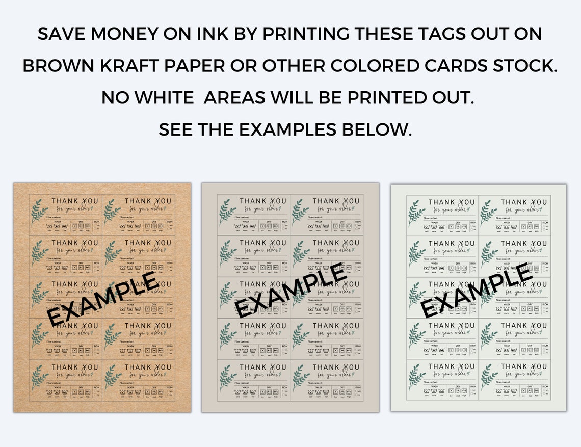 Printable Care Tag, Care Labels, Handmade for You, Washing Instructions ...