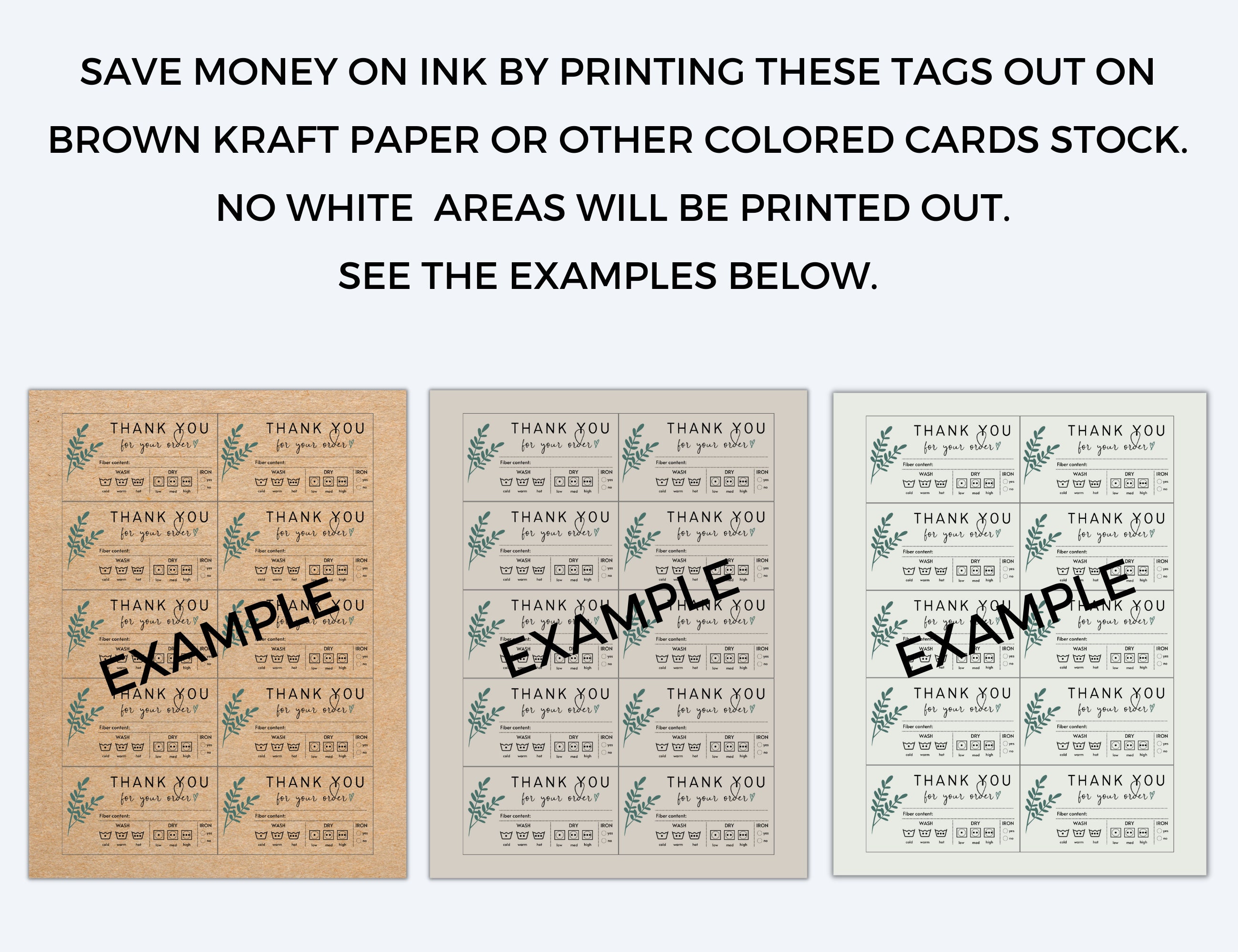 Printable Care Tag, Care Labels, Handmade for You, Washing Instructions ...