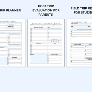Field Trip Planner, Post Trip Evaluation, Student Report, Field Trip ...