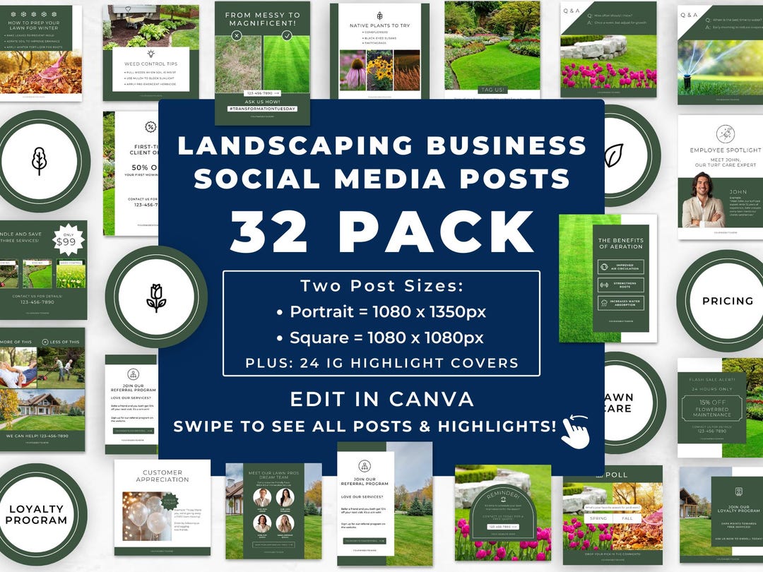 Landscaping Instagram Templates, Landscaper Social Media, Lawn ...