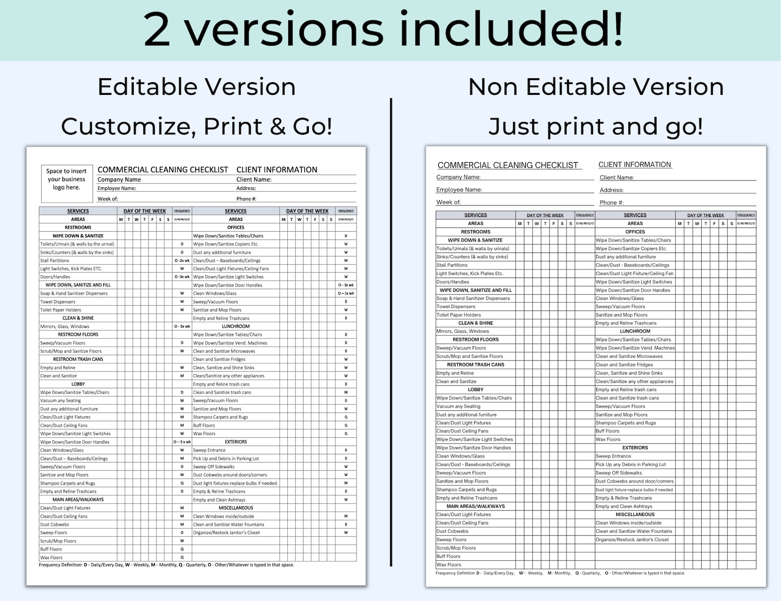 Checklist for Cleaning Service, Janitorial Cleaning Checklist ...