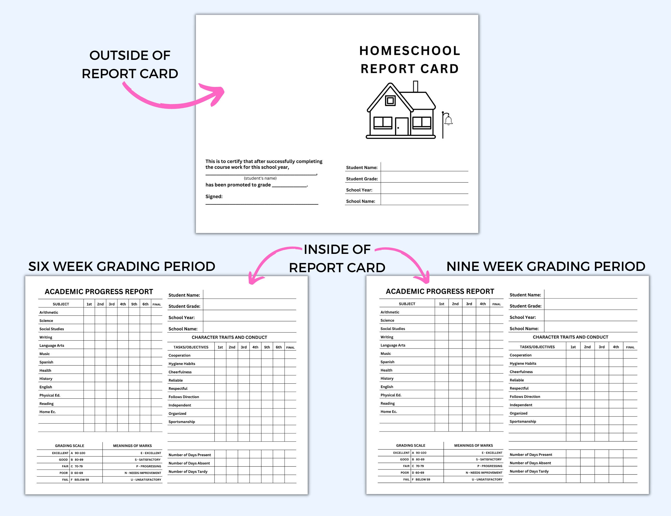 Homeschool Report Card, Printable Report Card, Editable Report Card ...
