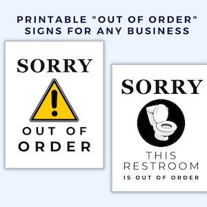 Printable Out of Service Sign, Out of Order Sign, Essential Signs for ...