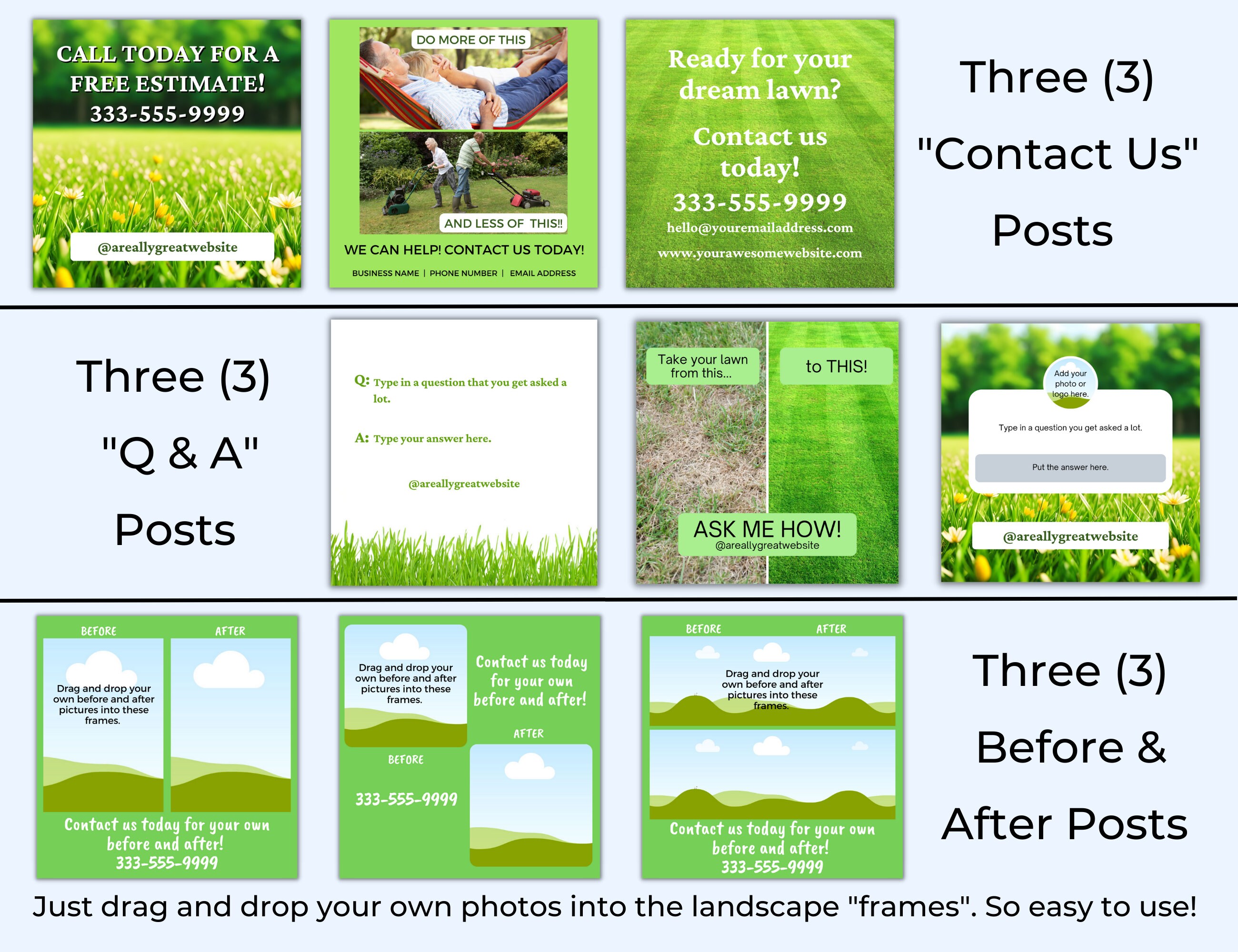 Landscaping Instagram Templates, Landscaper Social Media, Lawn ...