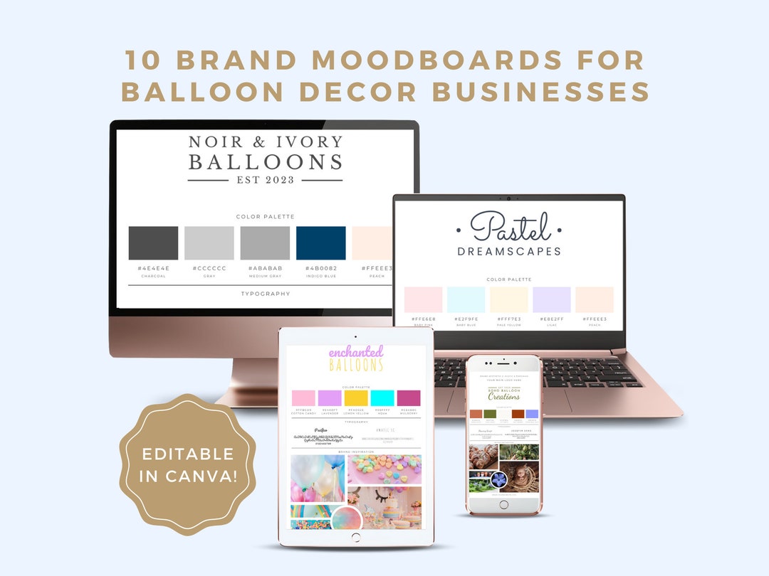 10 Brand Boards for Balloon Decor Business, Mood Board for Balloon ...