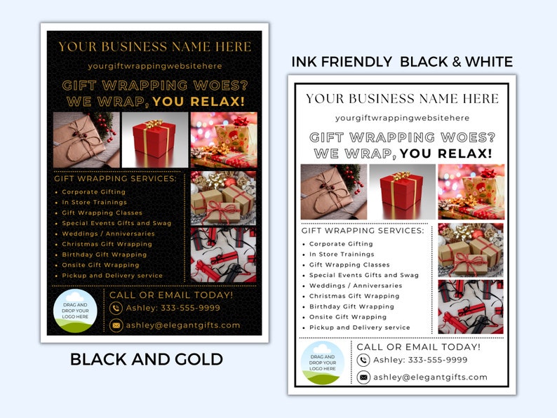 Gift Wrapping Flyer Template, Present Wrapping Service, Editable ...