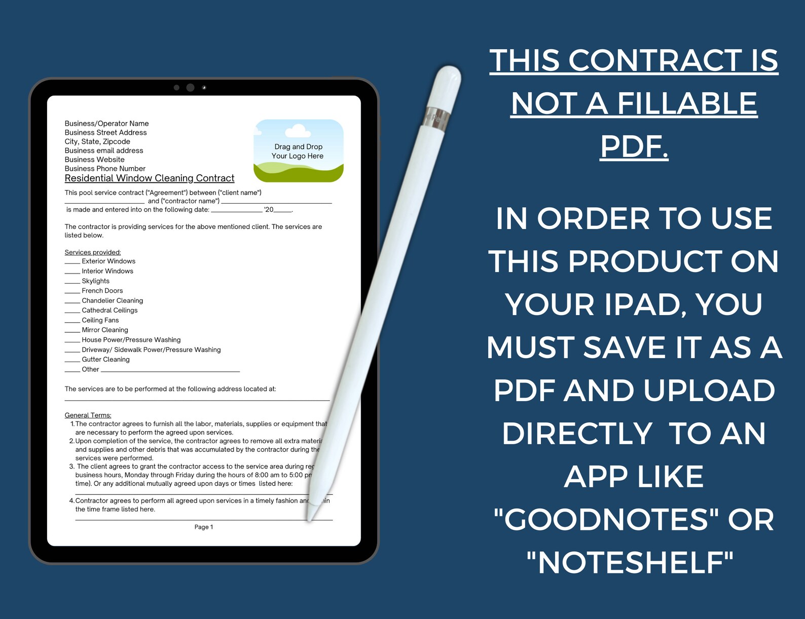 Window Washing Contract, Window Washing Service, Canva Editable ...