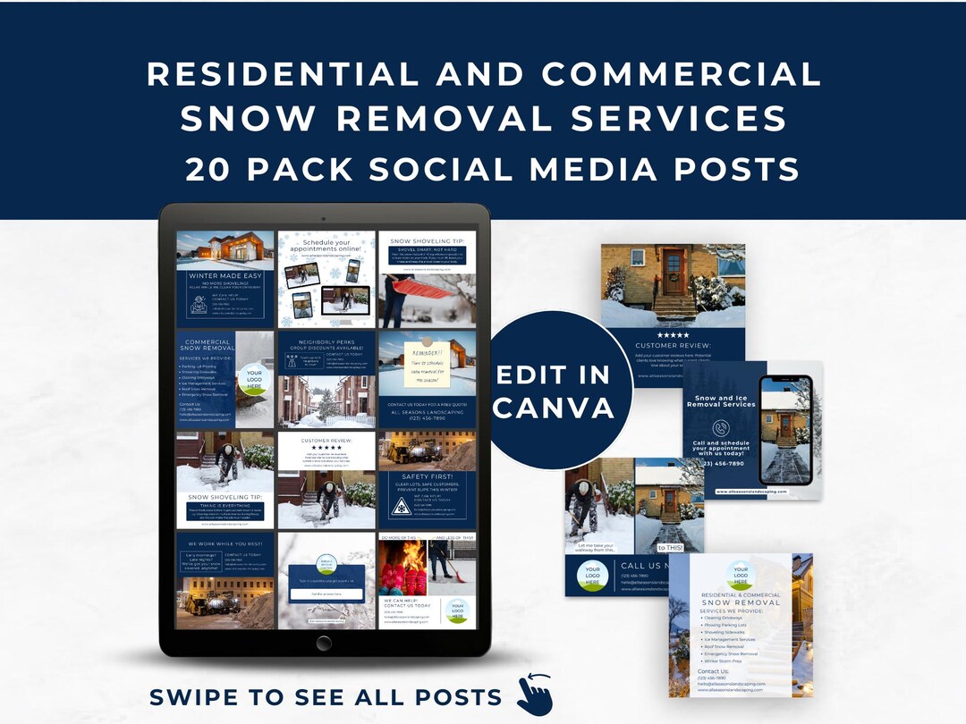 Snow Removal Social Media Templates, Winter Services Promotion, Snow ...
