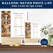 Balloon Business Price List Template, Balloon Decor Price List, Pricing ...