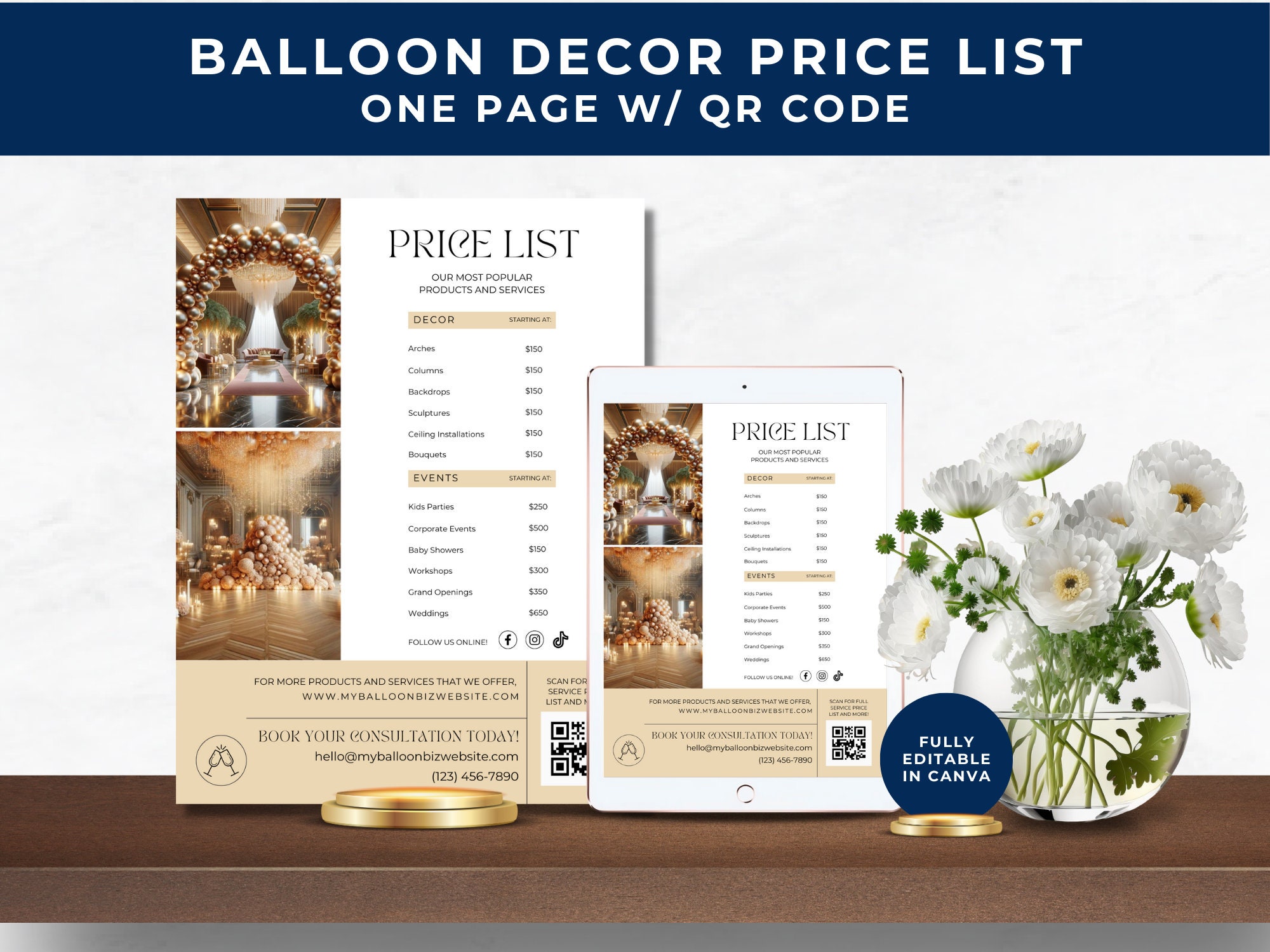 Balloon Business Price List Template, Balloon Decor Price List, Pricing ...