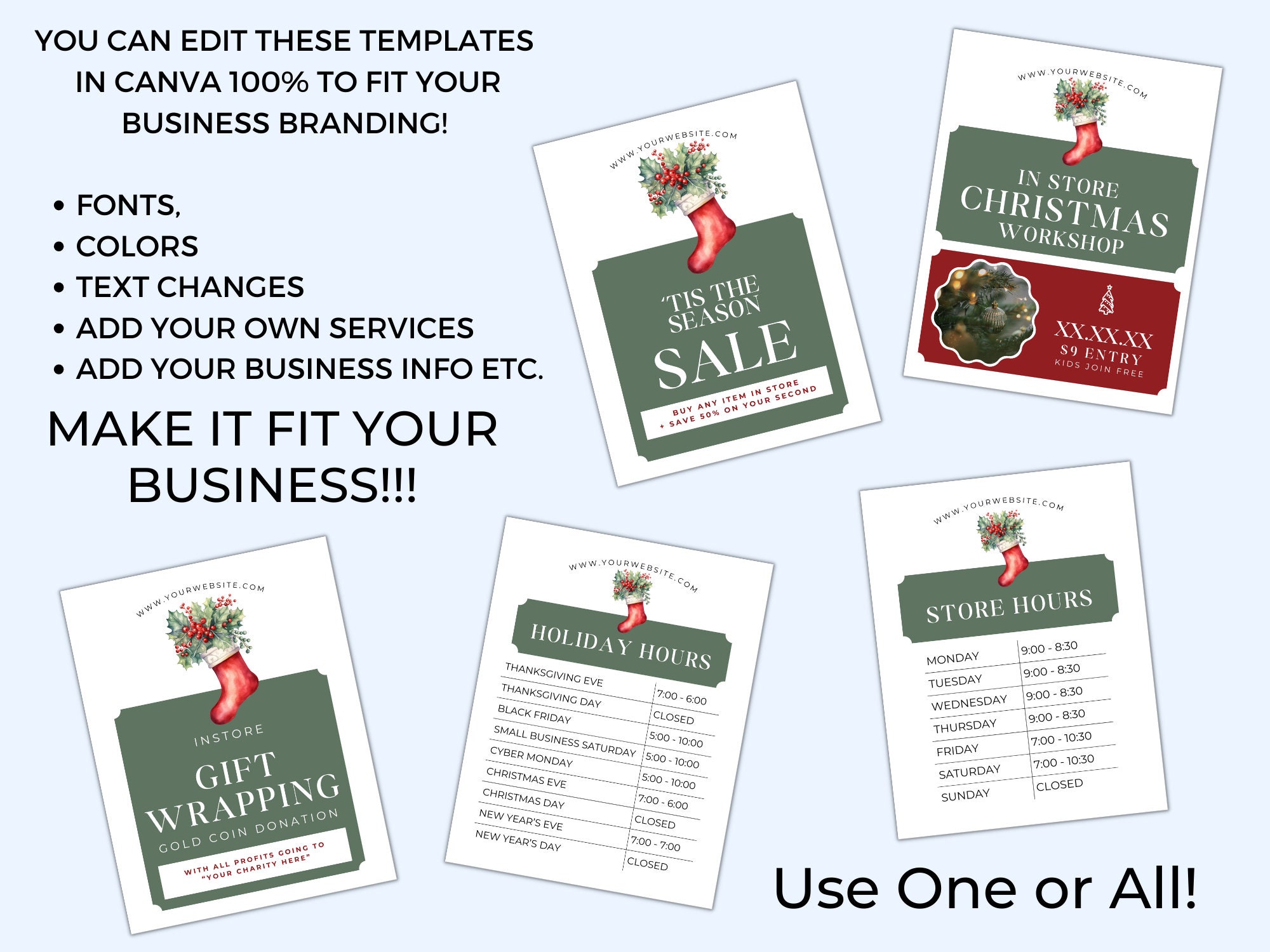 Holiday Store Hours Template, Christmas Store Hours Sign, Business ...