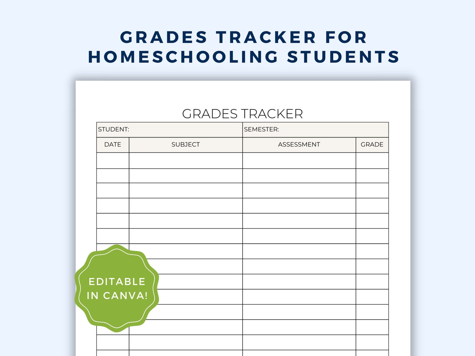 Grade Tracker, Grading Scale, Homeschool Grade Book, Student Grade ...