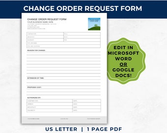 Change Order Request Form Template, Contractor, Construction, Builder ...