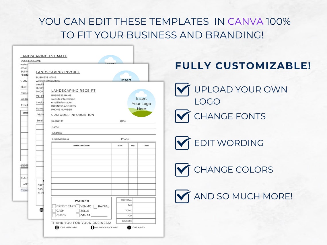 Landscaping Estimate, Invoice Template Landscaping, Lawn Care Receipt ...