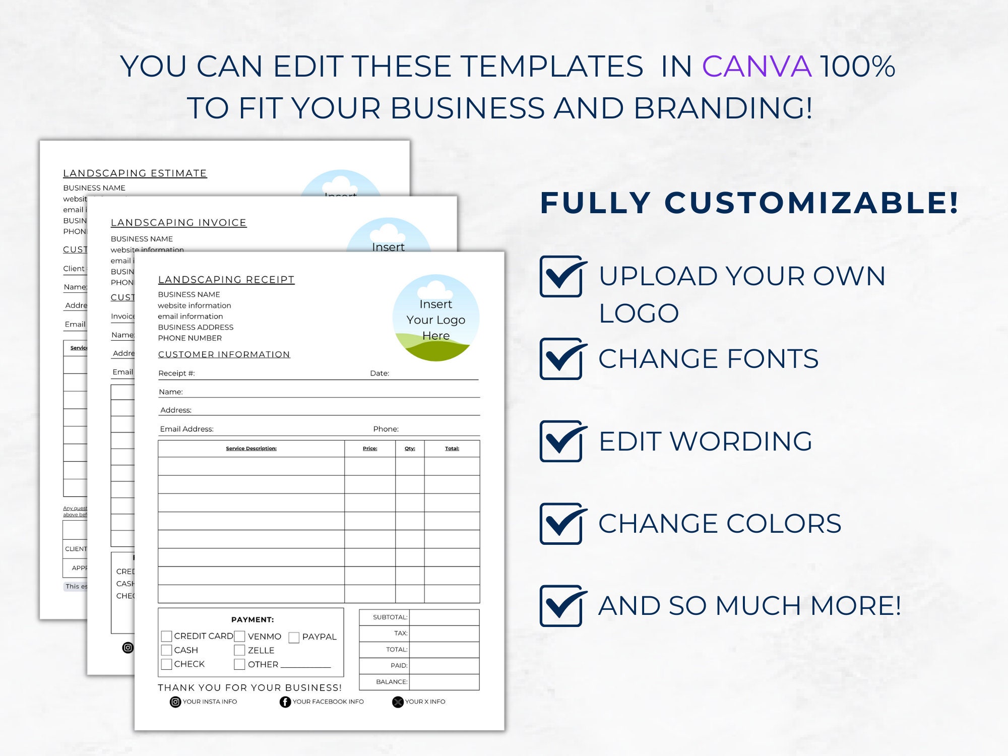 Landscaping Estimate, Invoice Template Landscaping, Lawn Care Receipt ...