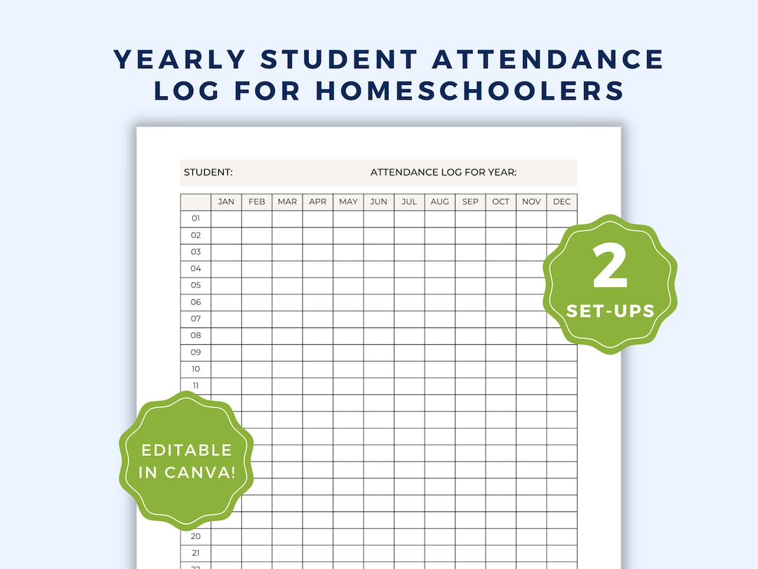 Printable Student Attendance Tracker, Attendance Log, Attendance Sheet ...