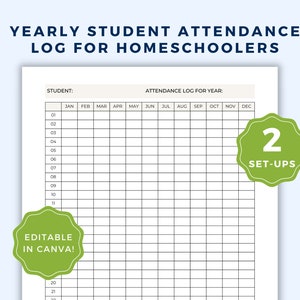 Printable Student Attendance Tracker, Attendance Log, Attendance Sheet ...