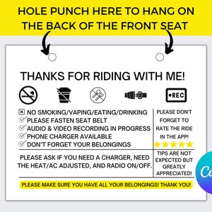 Printable Rideshare Sign, Rideshare Editable Template, Uber Sign, Lyft ...