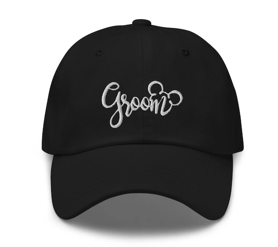 Groom Cursive Mickey Ears Embroidered Hat Black dad - Etsy