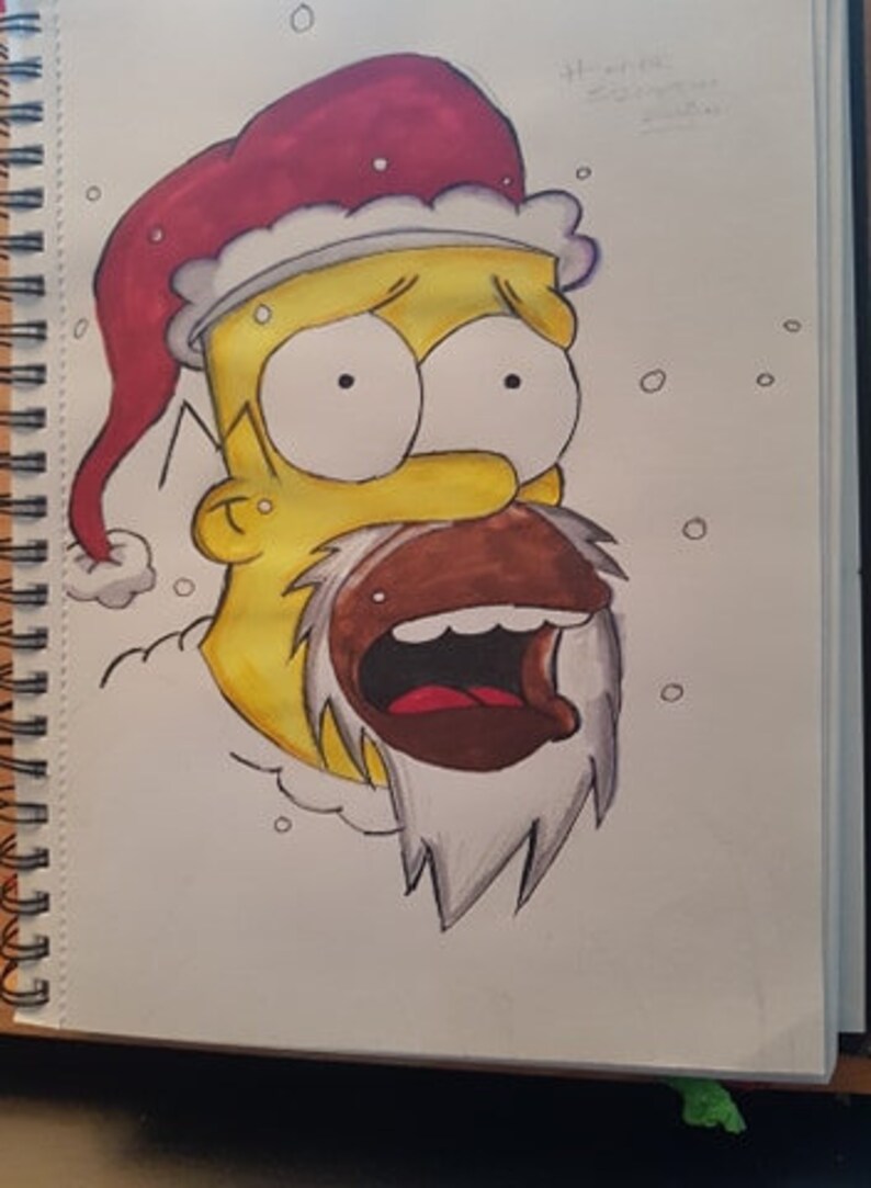 Homer Simpson Dressed as Santa Claus original Art Piece - Etsy
