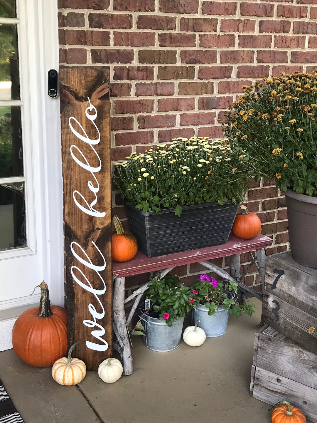 Well Hello, Welcome Sign, Front Door Welcome Sign, Wood Welcome Sign ...