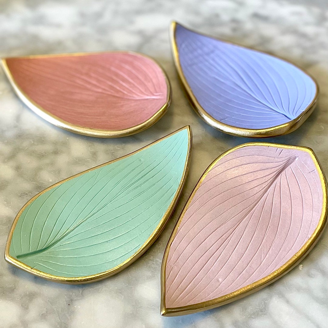 Flower and Leaf Clay Jewelry Dish | Custom Colors | Nature | Boho Ring ...