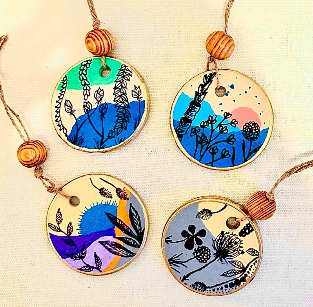 Hand Drawn Clay Plant Jewelry Dish | Nature | Boho Ring Dish | Trinket ...