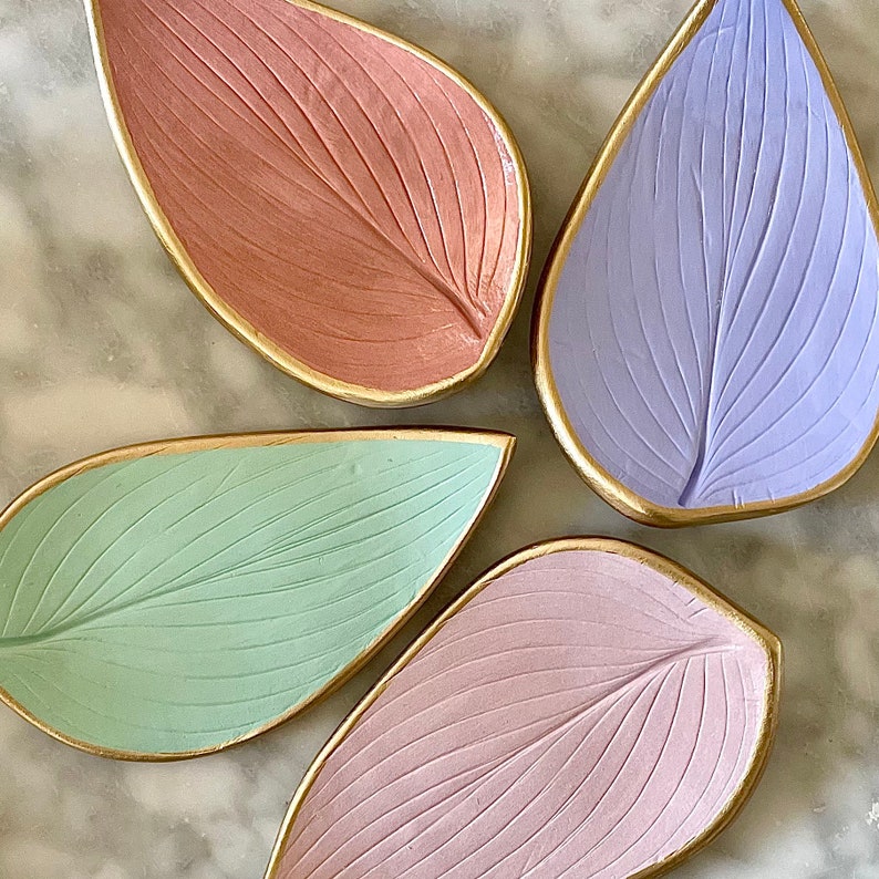 Flower and Leaf Clay Jewelry Dish | Custom Colors | Nature | Boho Ring ...